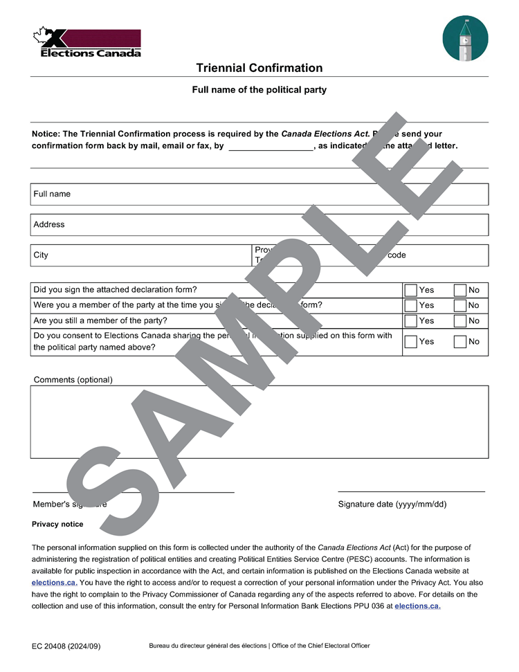 2025 – Triennial Confirmation of Members of Political Parties ...